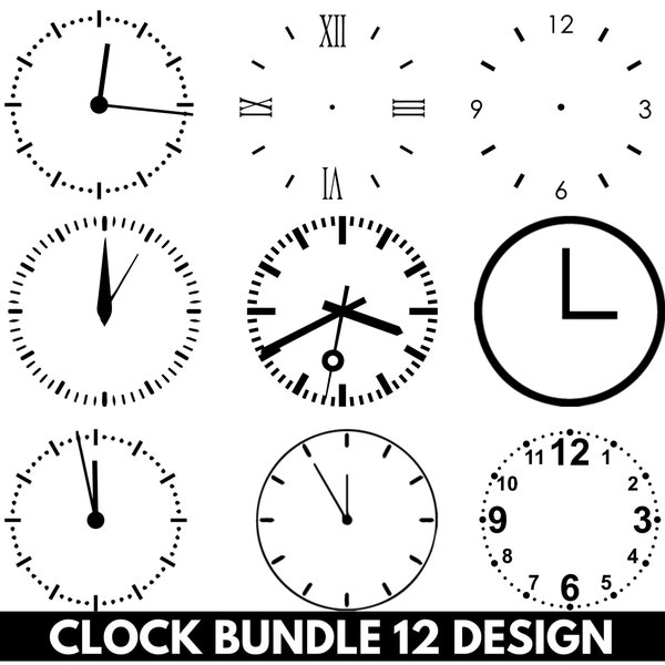 Clock Stencil Clock Roman Numbers Clock Svg File Bundle Face Clock - Etsy