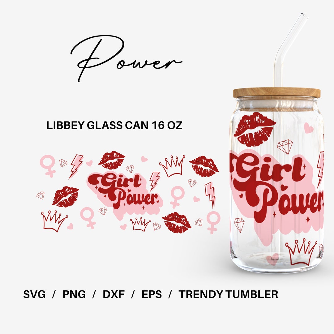 Girl Power Glass Cup Svg Ice Coffee Cup Png Glassware Svg Coke Glass ...