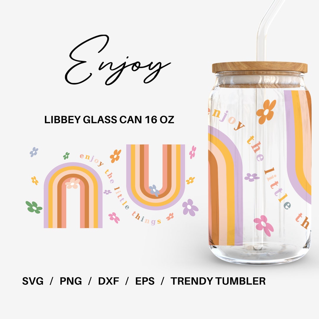 Enjoy 16oz Glass Can Svg, Libbey Glass Can Wrap, Svg Files for Cricut ...