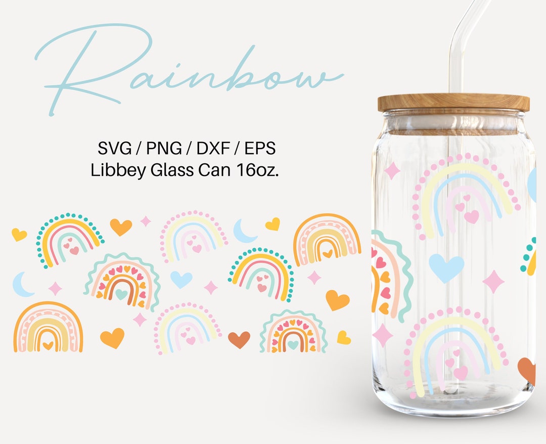 Rainbow Glass Cup Svg Ice Coffee Cup Png Glassware Svg Coke Glass Can ...
