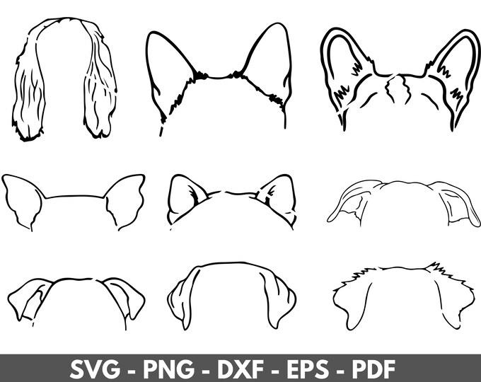 Dog Ears SVG Bundle, Dog SVG, Dog Ear Outline, Dog Mom Svg, Dog Breed ...