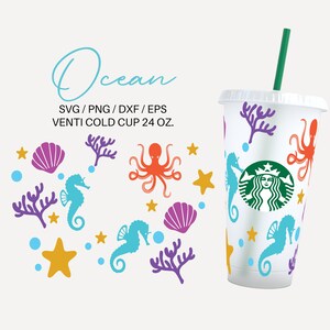 Ocean 24oz Venti Cold Cup Svg, Cold Cup Wrap, Svg Files for Cricut ...