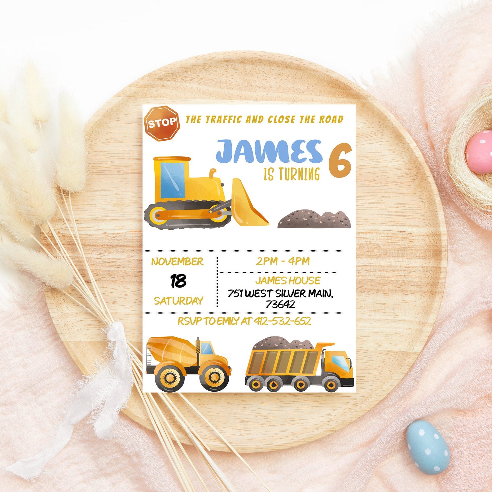 Construction Birthday Party Invitation Construction - Etsy