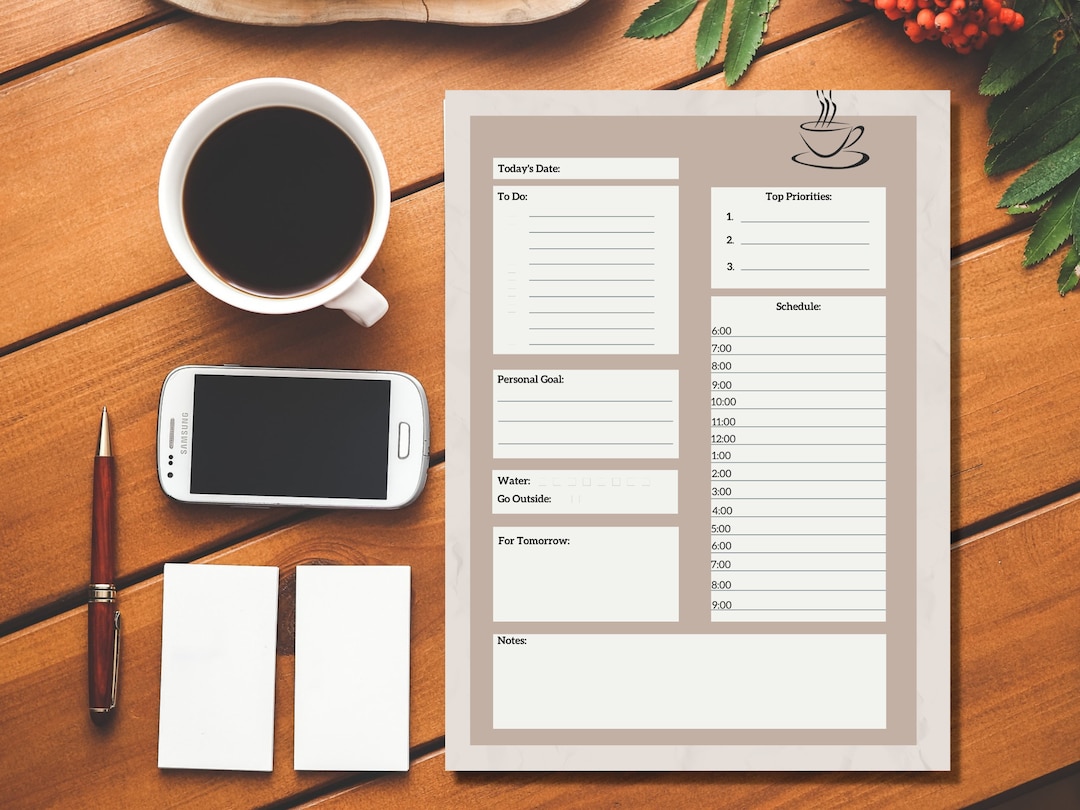 Printable Daily Planner Coffee Themed Instant Download - Etsy