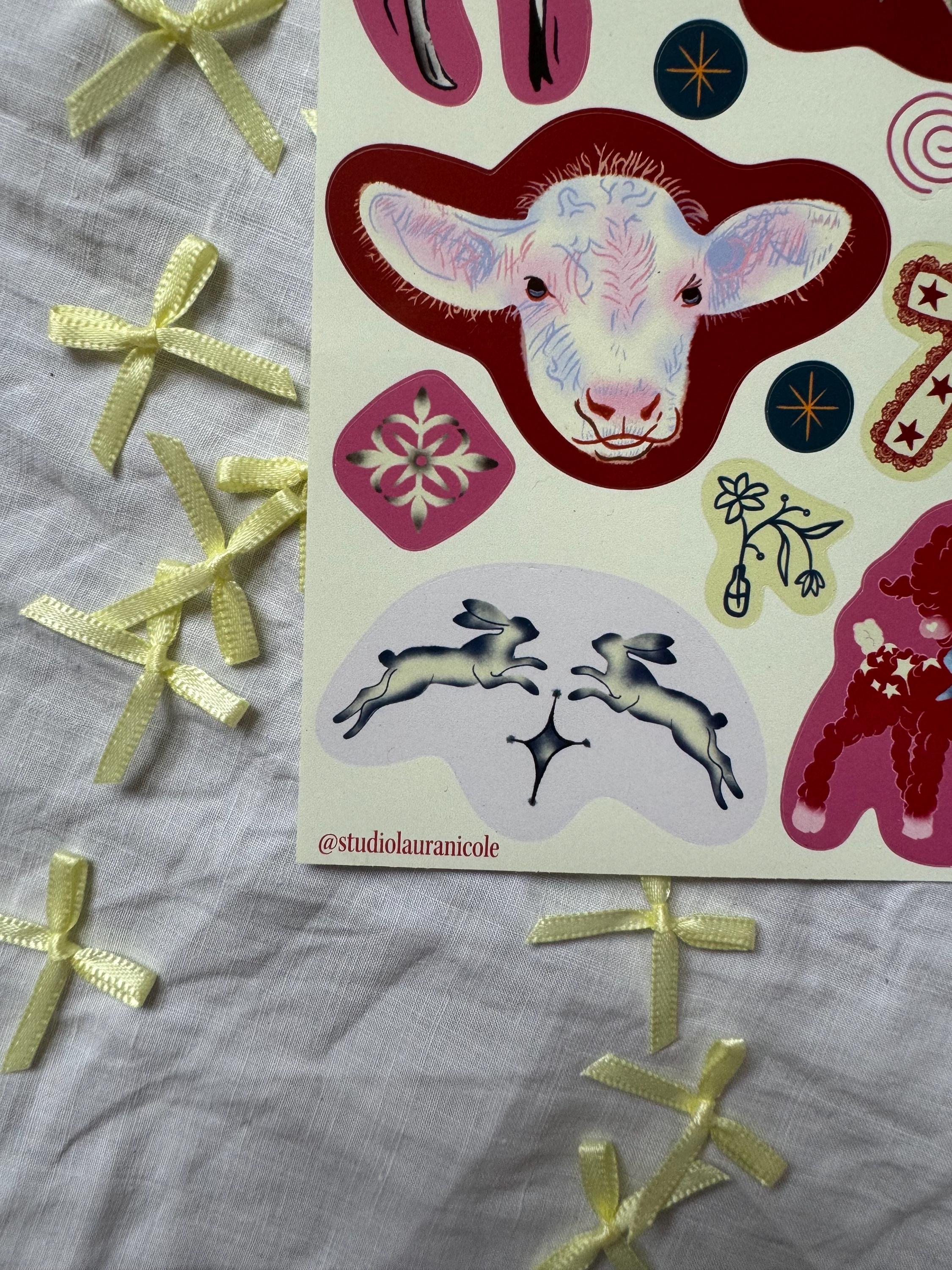 Illustrated Aesthetic Vinyl Sticker Sheet - Etsy