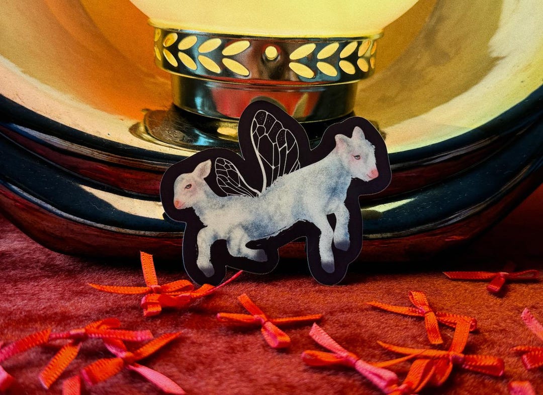 Illustrated Aesthetic Vinyl Flying Two Headed Lamb Sticker - Etsy