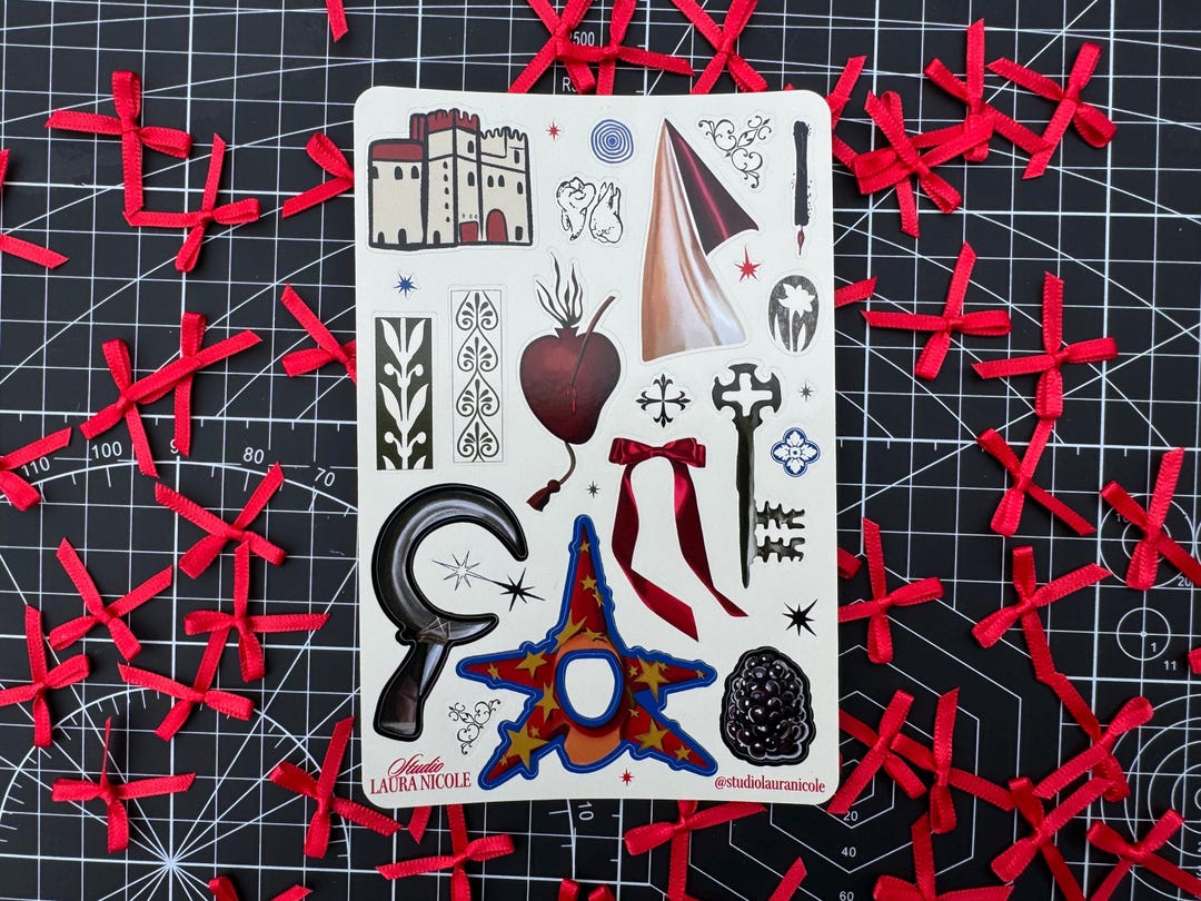 Medieval Folk Art Sticker Sheet, Hand-drawn Illustrated Vinyl Decals ...
