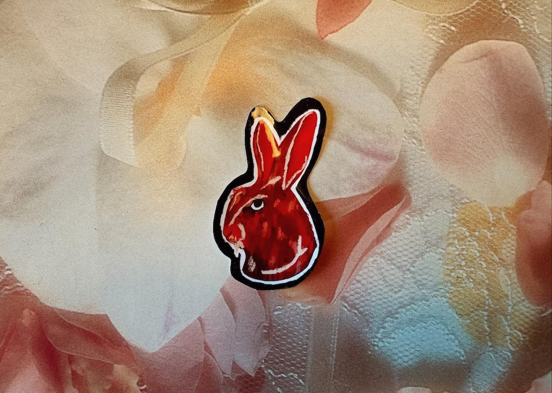 Illustrated Aesthetic Vinyl Alternative Red Rabbit Head Sticker - Etsy