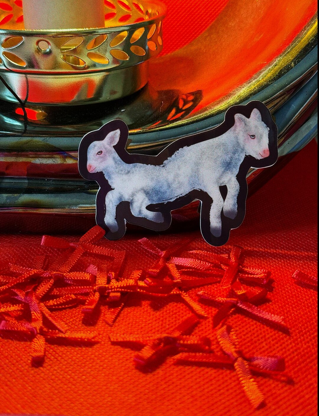 Illustrated Aesthetic Vinyl Two Headed Lamb Sticker - Etsy