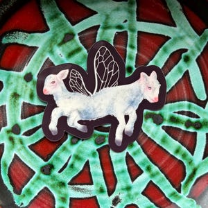 Illustrated Aesthetic Vinyl Flying Two Headed Lamb Sticker - Etsy