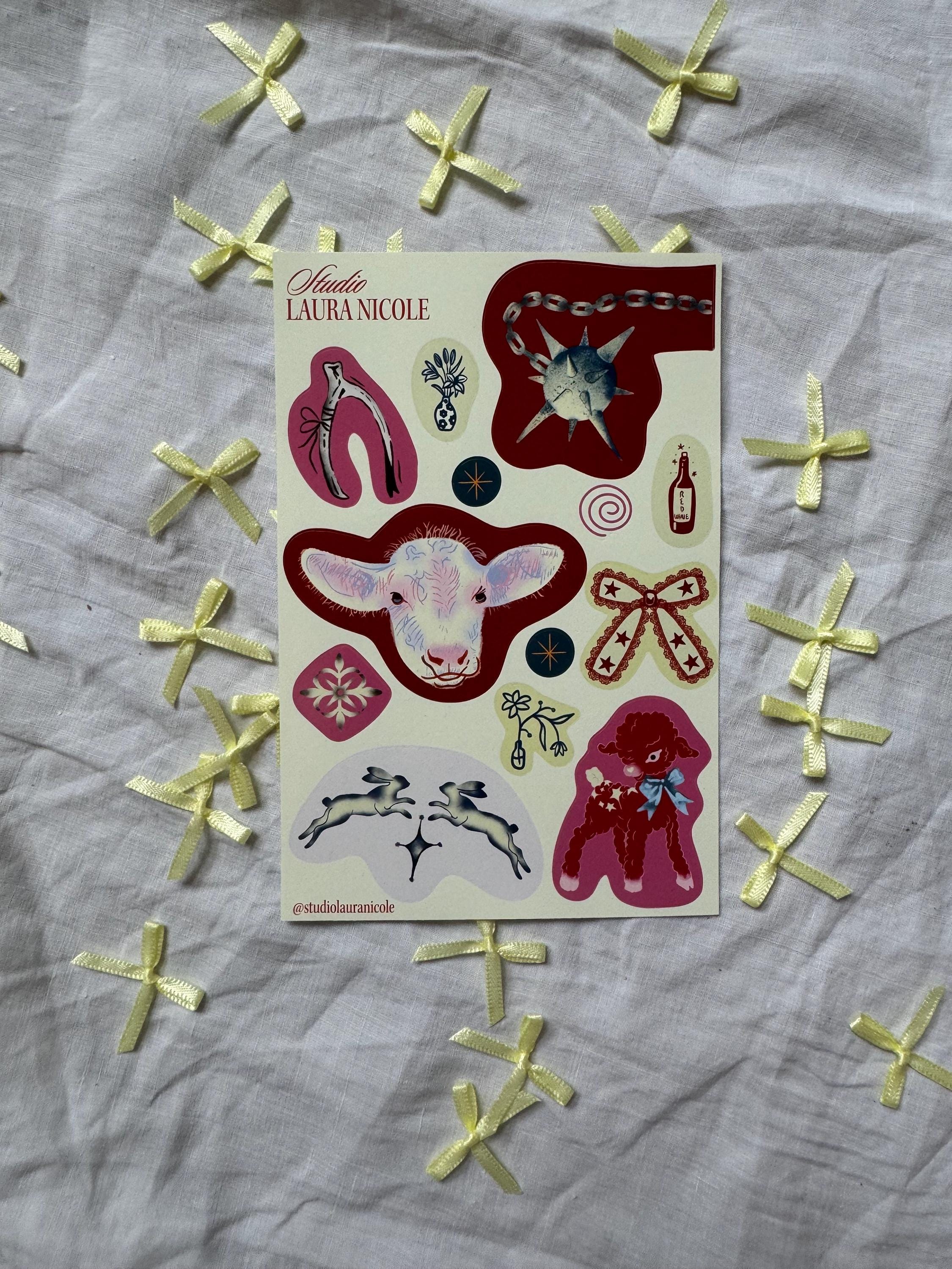 Illustrated Aesthetic Vinyl Sticker Sheet | Series 1 - Etsy