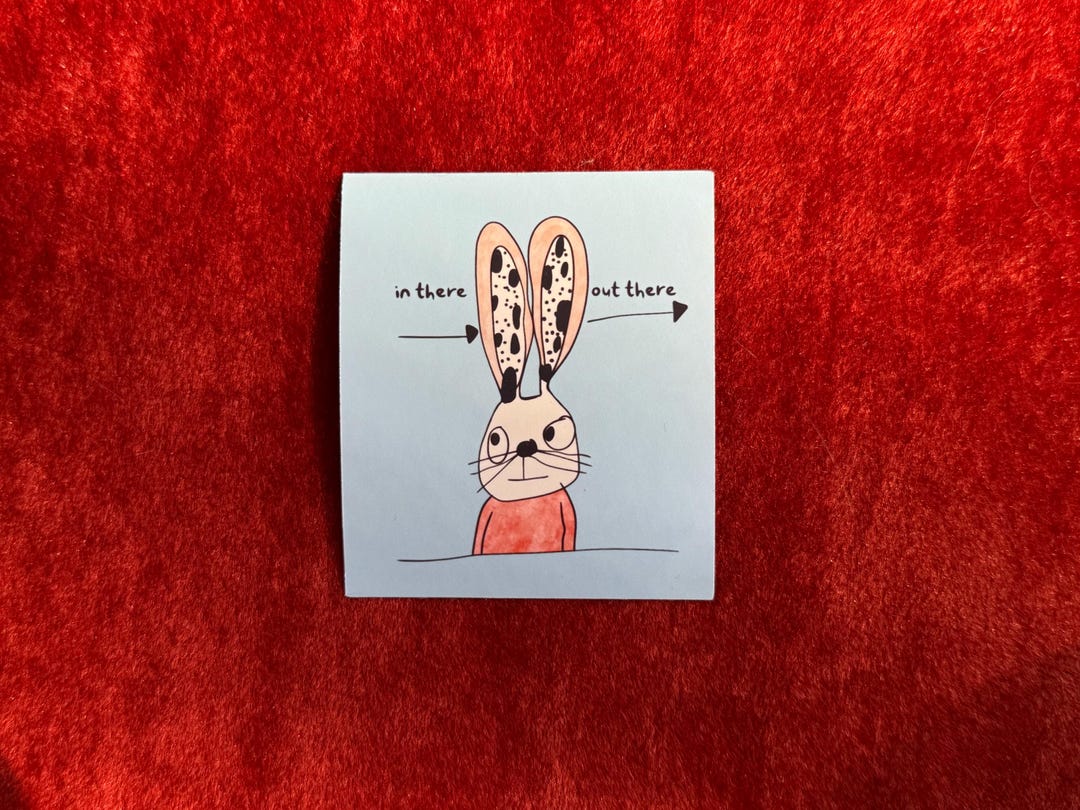 Funny Bunny Sticker Funny Rabbit Sticker Cute Animal Sticker in One Ear ...