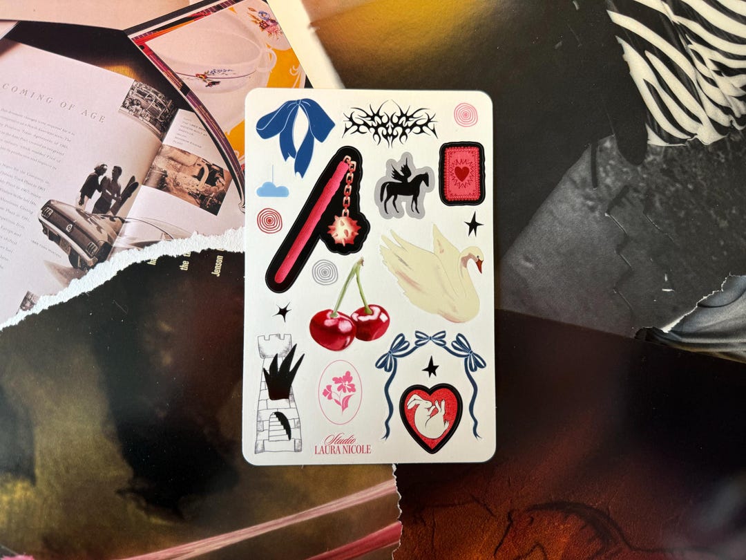 Illustrated Aesthetic Vinyl Sticker Sheet | Series 3 - Etsy