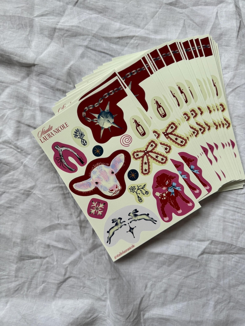 Illustrated Aesthetic Vinyl Sticker Sheet - Etsy