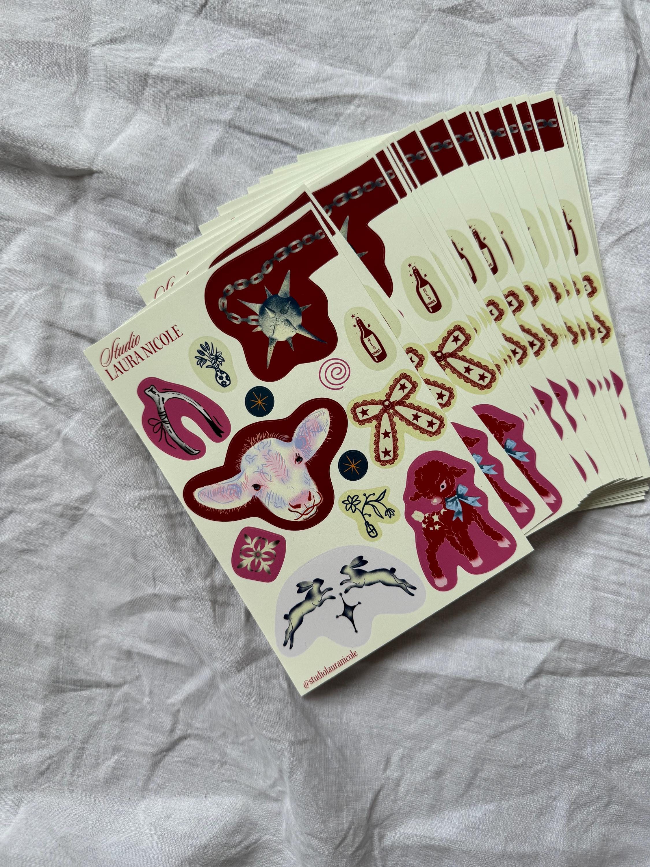 Illustrated Aesthetic Vinyl Sticker Sheet - Etsy