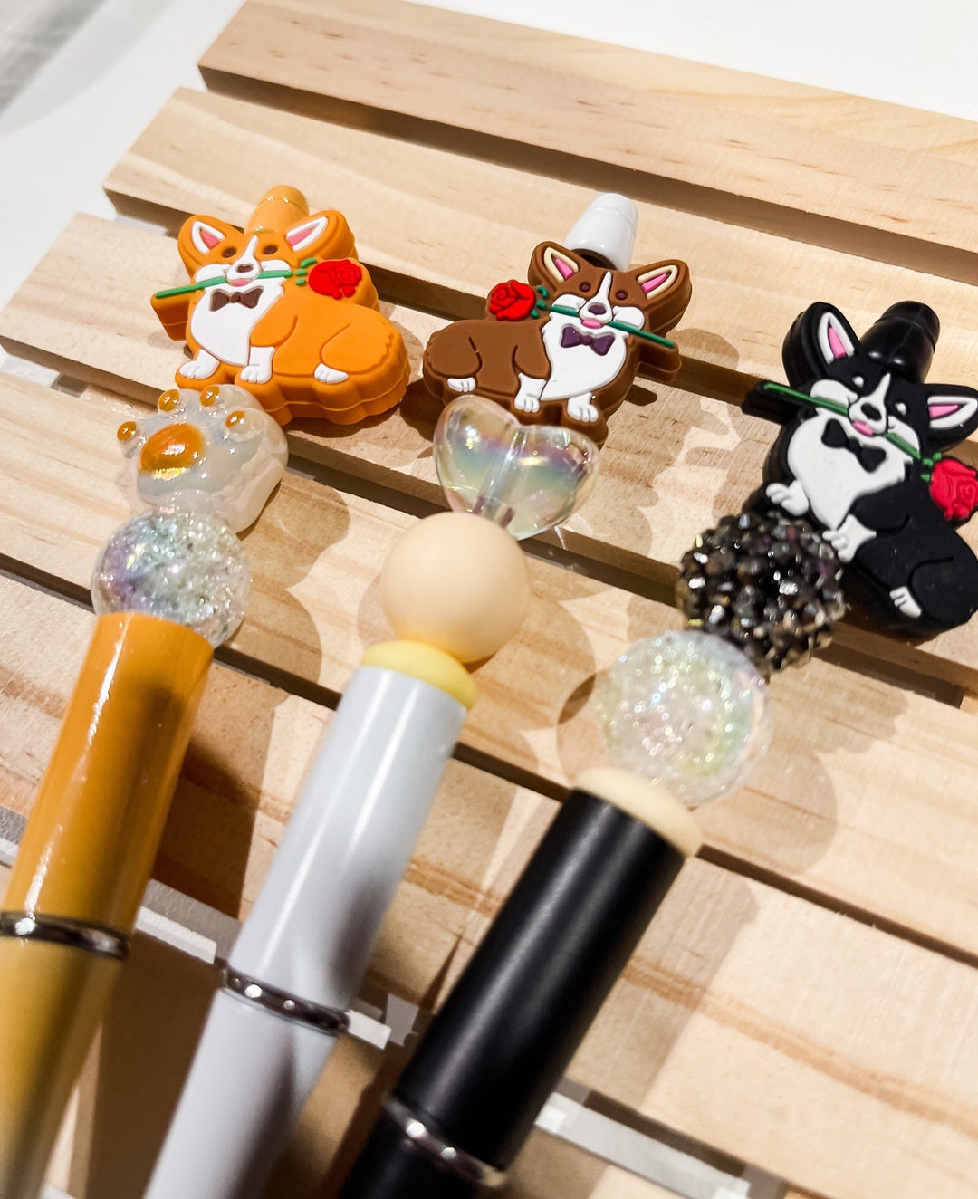 Corgi Beaded Ink Pens Cute Pens Silicone Beaded Pens Gifts for Dog Moms ...