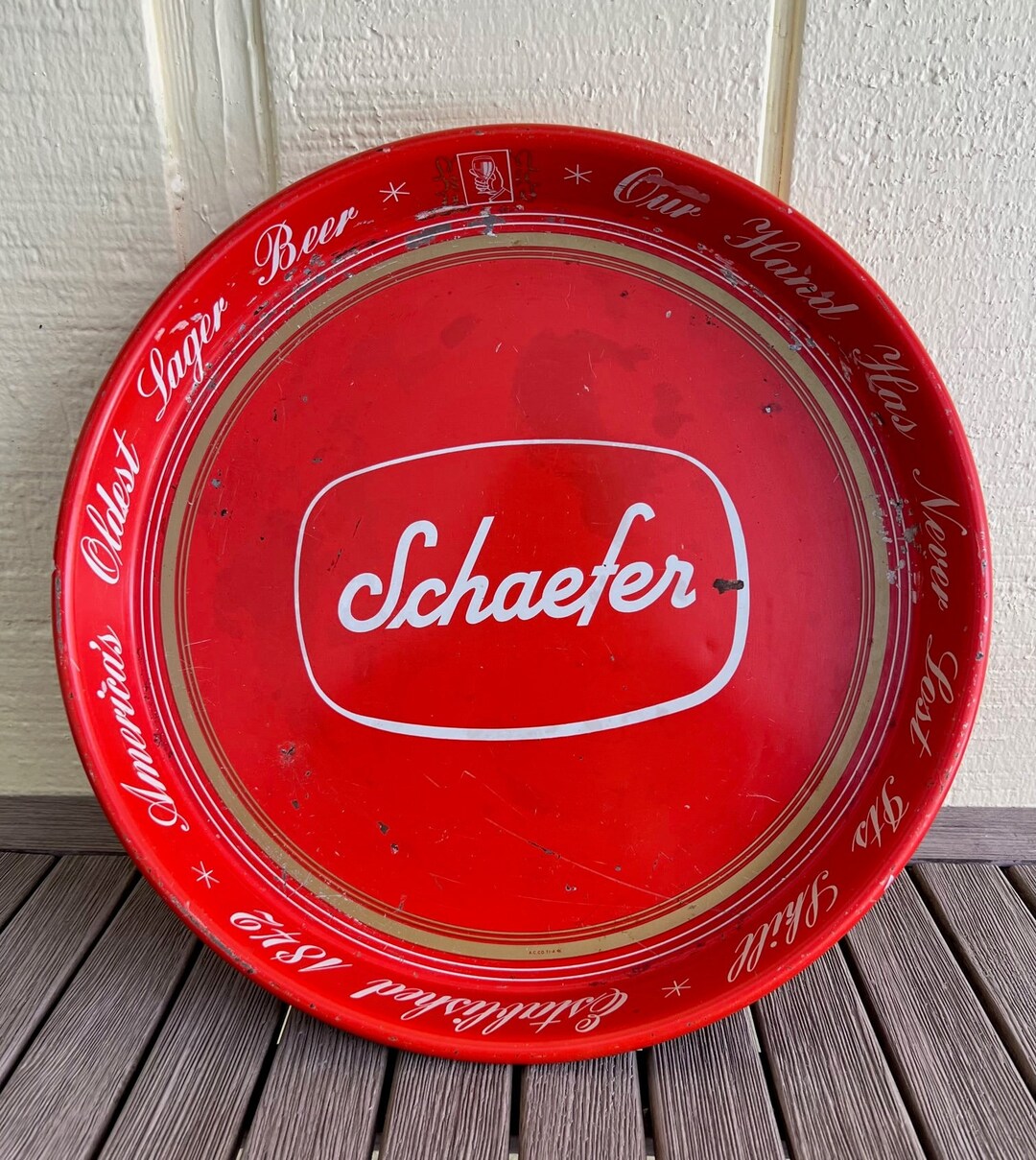 Schaefer Beer Brooklyn NY Red Metal Bar Tavern Serving Tray Vintage ...