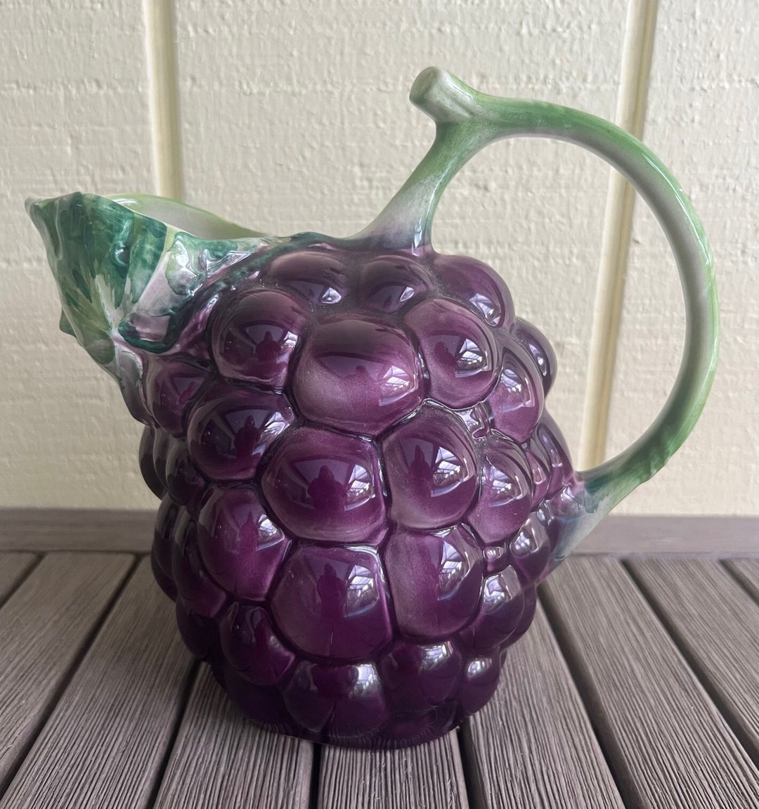 Purple Grape Cluster Italian Ceramic Pitcher VINTAGE - Etsy