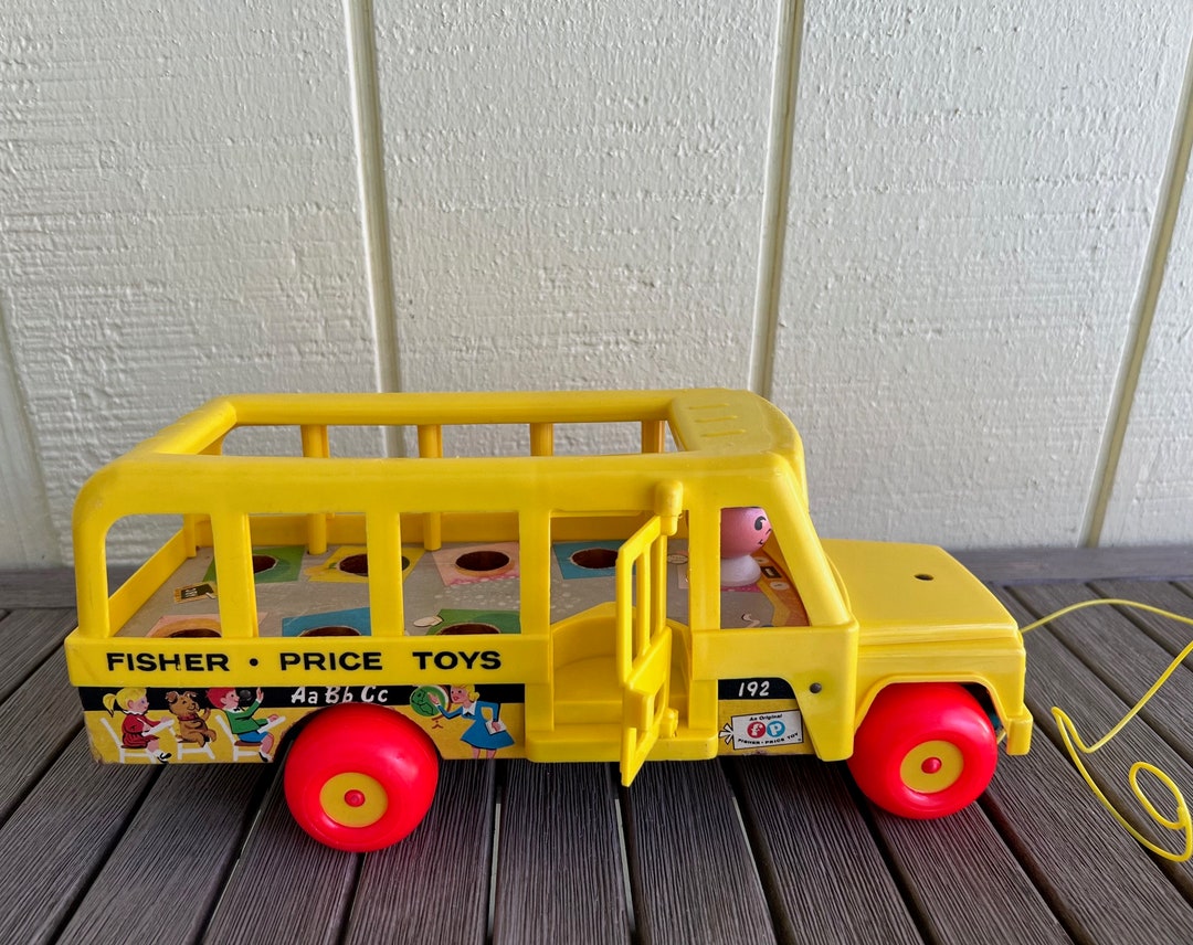 School Bus 192 Wood and Plastic Pull Toy 1965 Vintage Fisher-price - Etsy