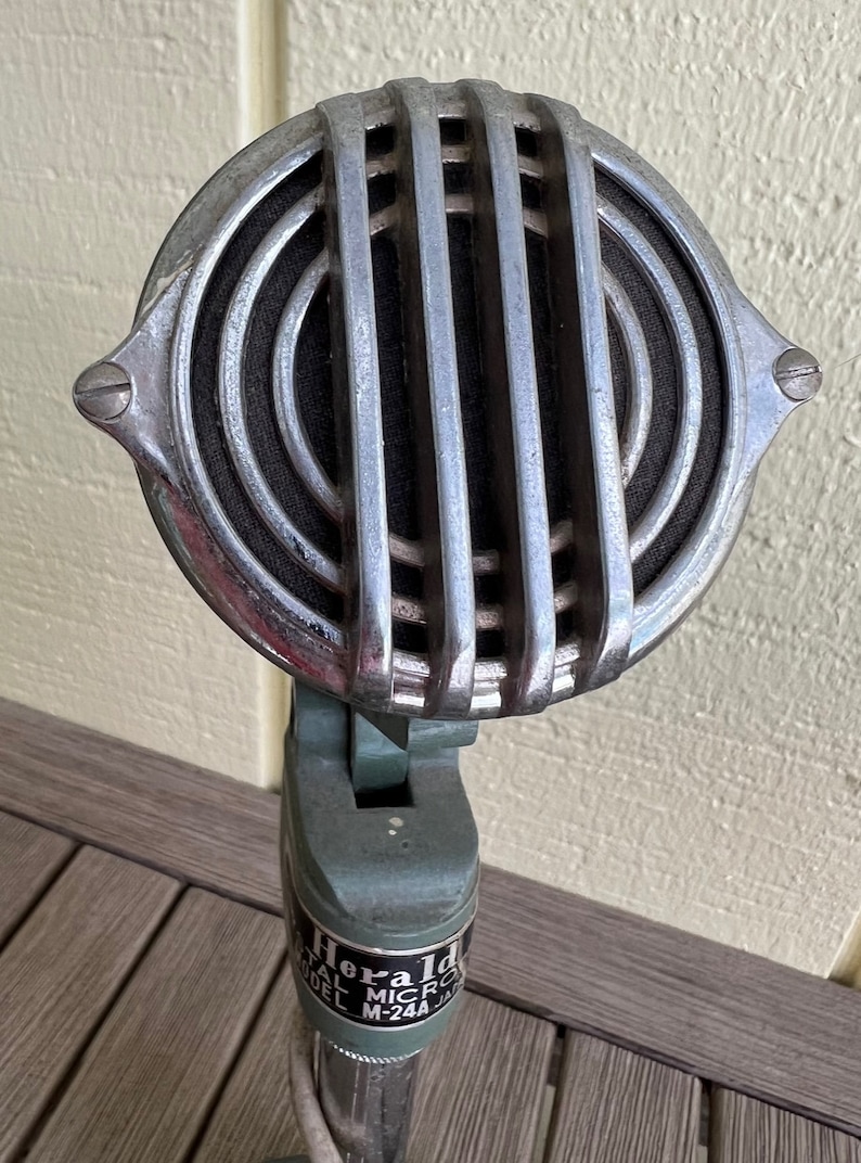 Herald Crystal Microphone Model M-24A Japan With Stand 60s Vintage Ham ...