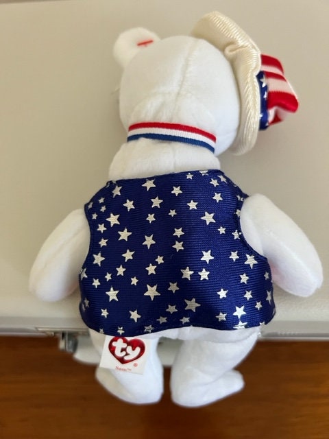 Ty Beanie Baby "sam" VINTAGE White Bear Patriotic 4th of July Election ...