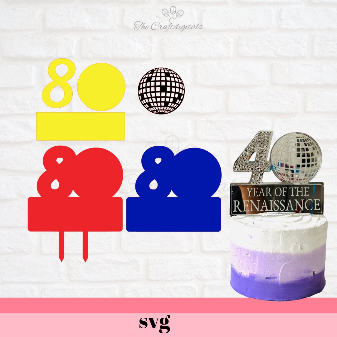 80th Birthday, Disco Ball Cake Topper, Disco Ball Party, Cake Topper ...