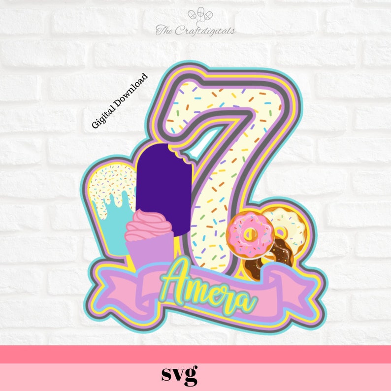 7th Birthday, Shaker Cake Topper, Happy Birthday Cake Topper, Cake ...