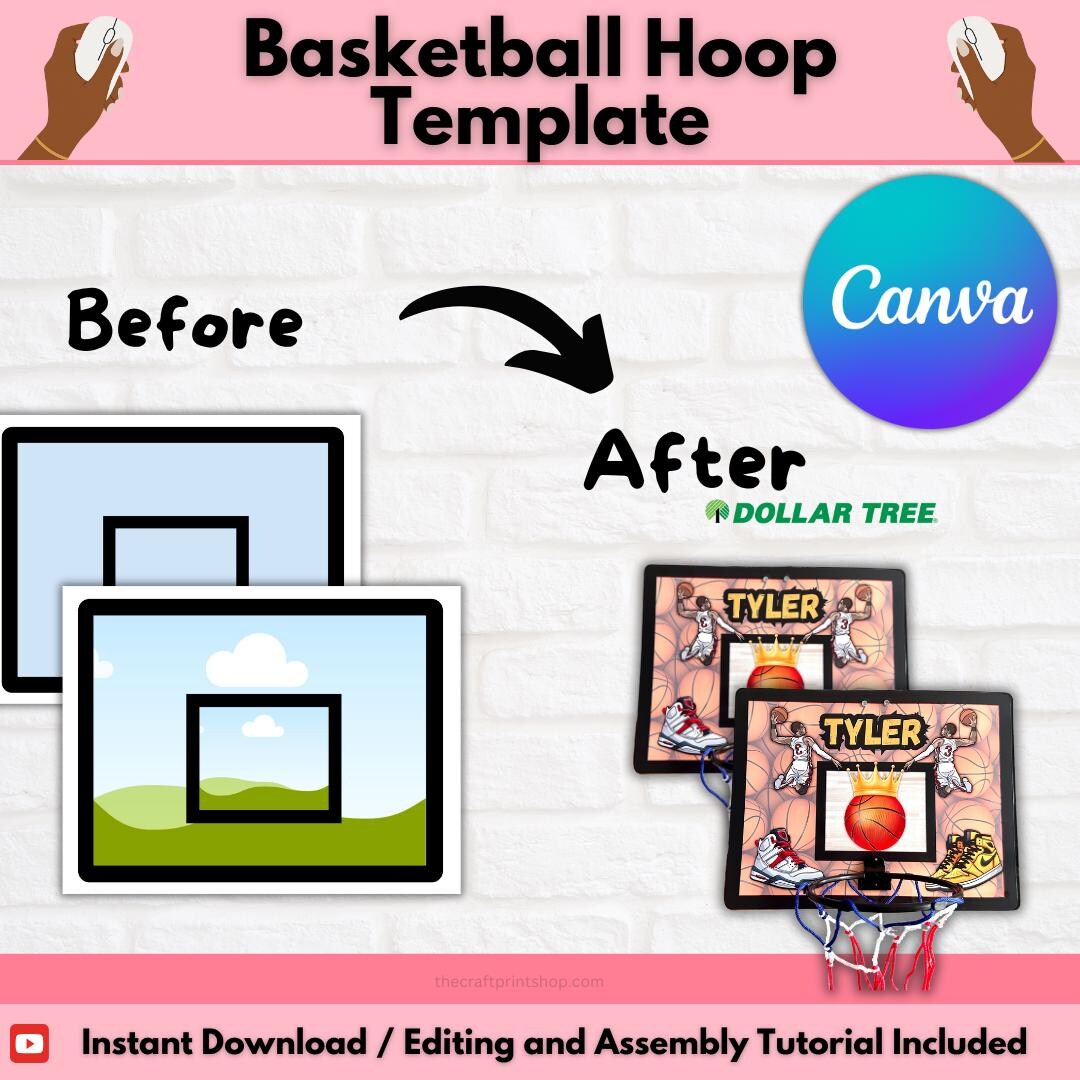 Basketball Party Favor Template for Dollar Tree Hoop, Canva Treat Box ...