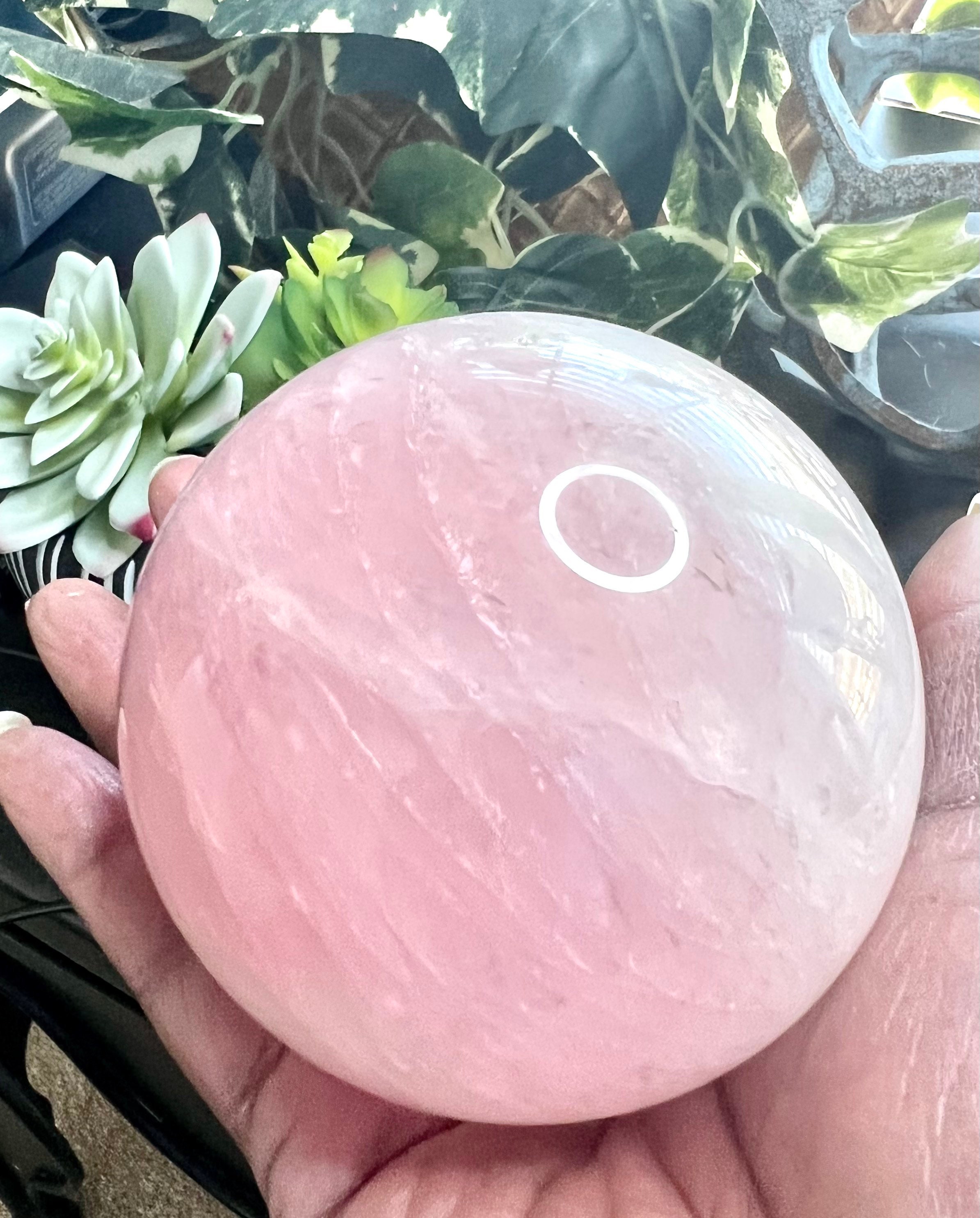 Rose Quartz Sphere, Hyaline Quartz Sphere, 3.5” (88.9 Mm), 768 G (1.70 ...