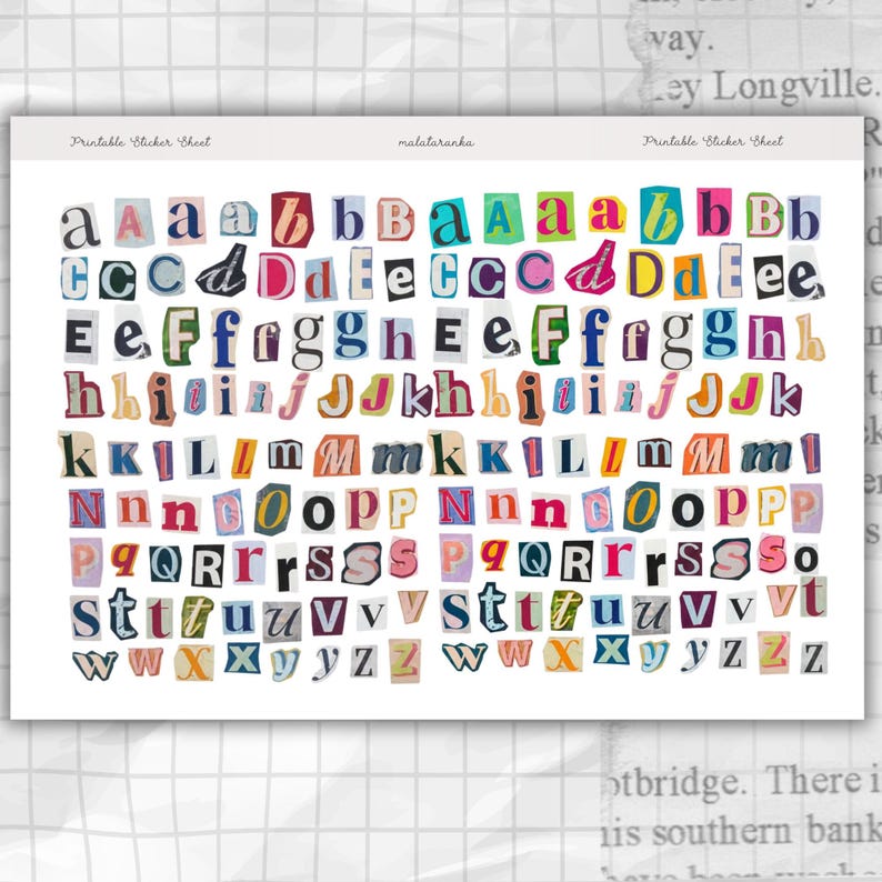 Printable Alphabet, Magazine Cutout Letters PNG, Ransom Note Alphabet ...