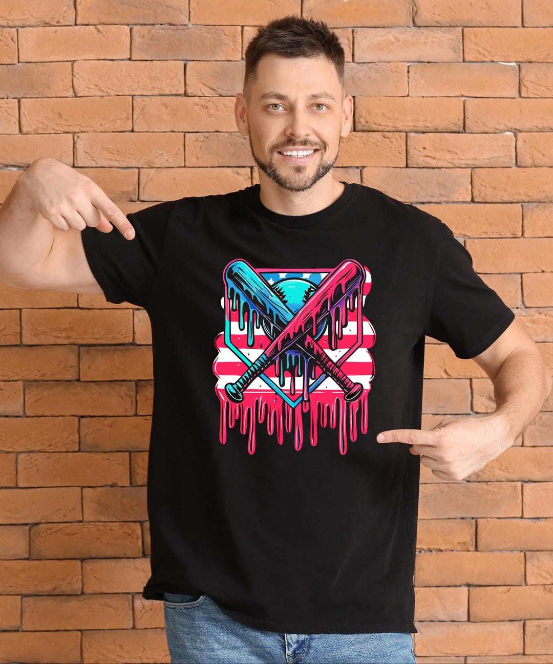 Baseball PNG Dripping Bats & Ball With American Flag and Heartbeat Png ...