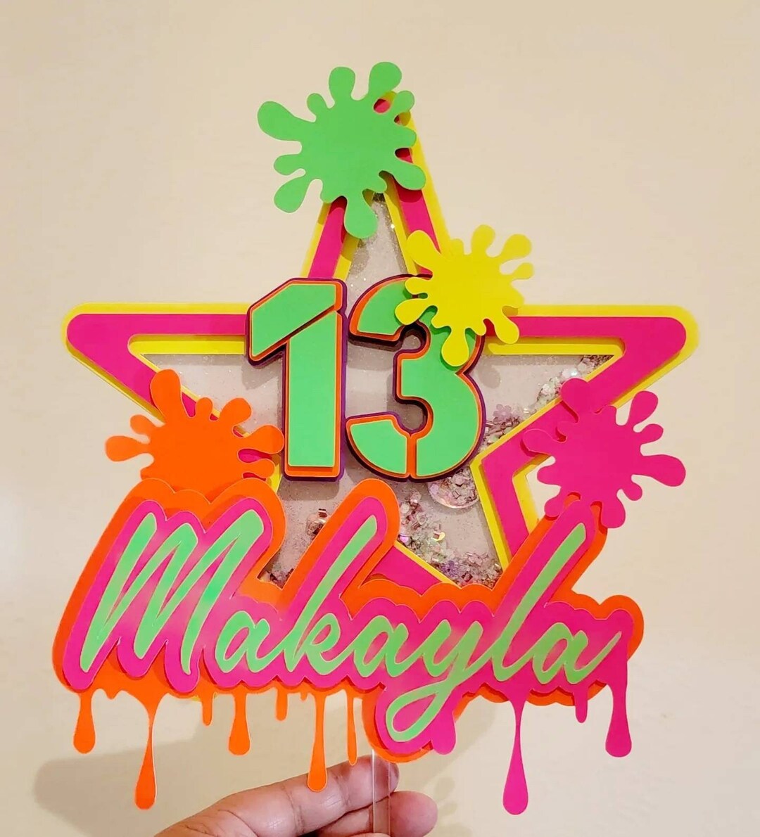 Neon Glow in Blacklight Shaker Lightup Cake Topper - Etsy