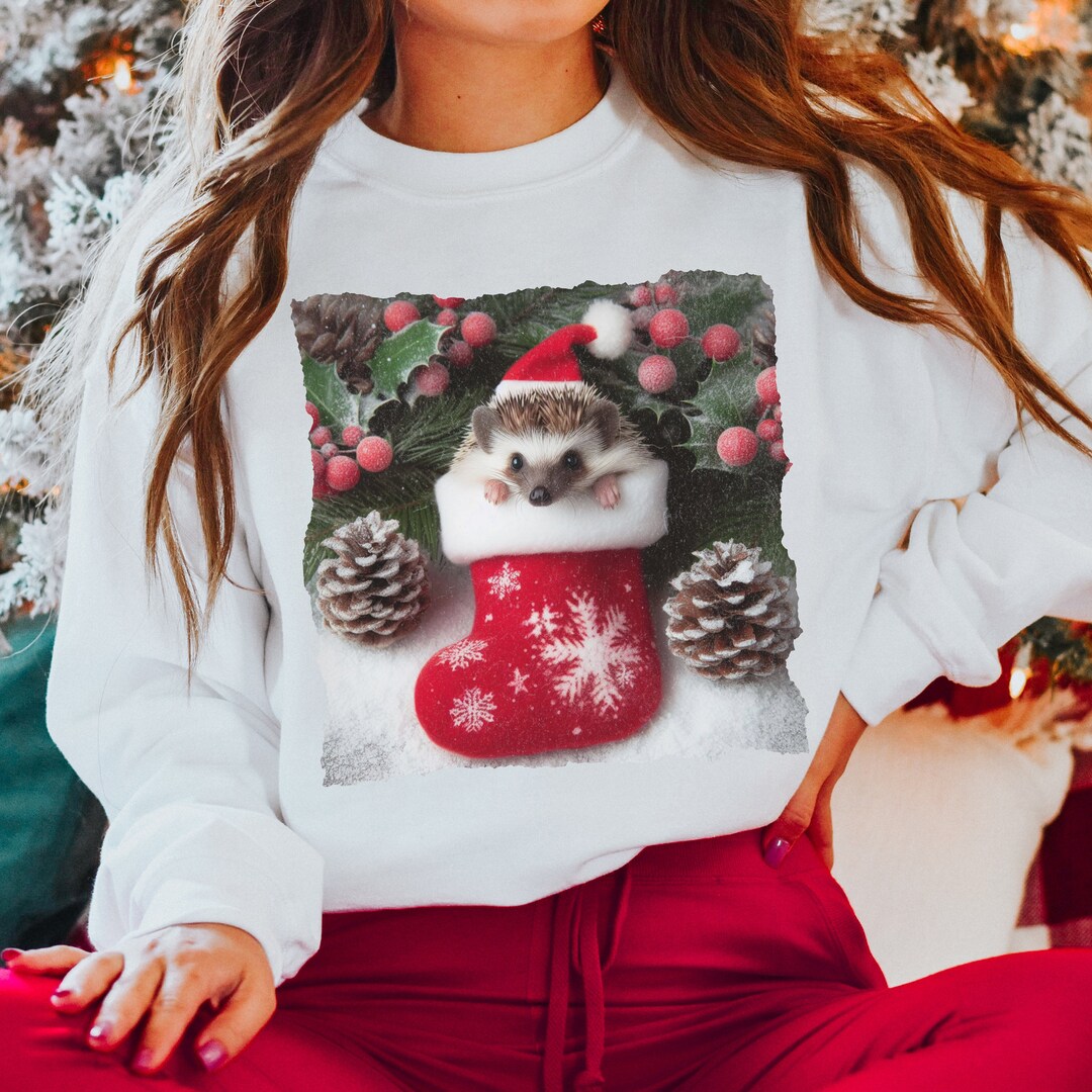 Stocking Huffer Hedgehog Christmas Sweater | Cute Christmas Sweatshirt ...