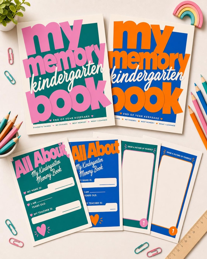 Kindergarten Memory Book Printable, End of Year Keepsake, Last Week of ...