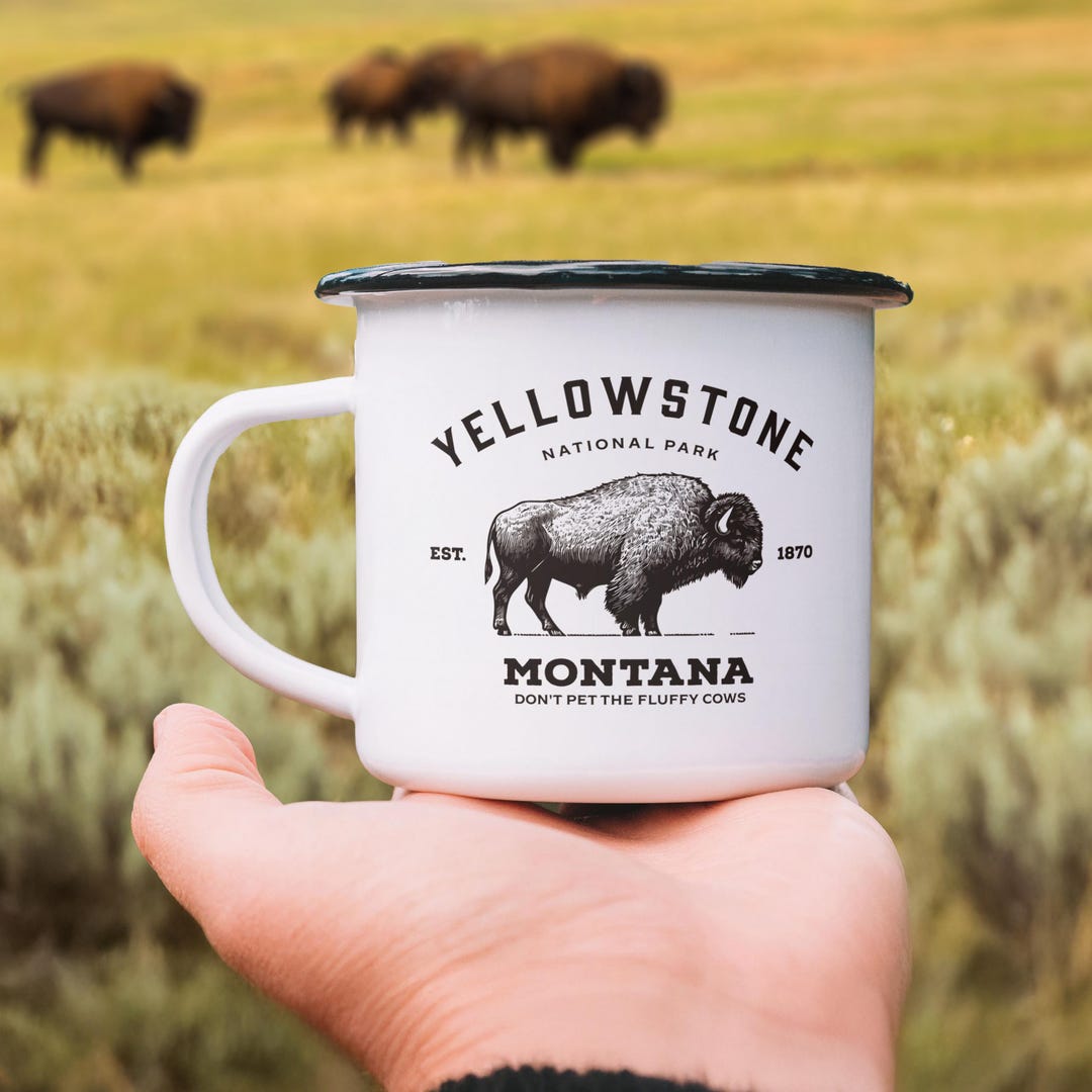 Yellowstone National Park Mug Rustic Enamel Camp Cup Montana Outdoor ...