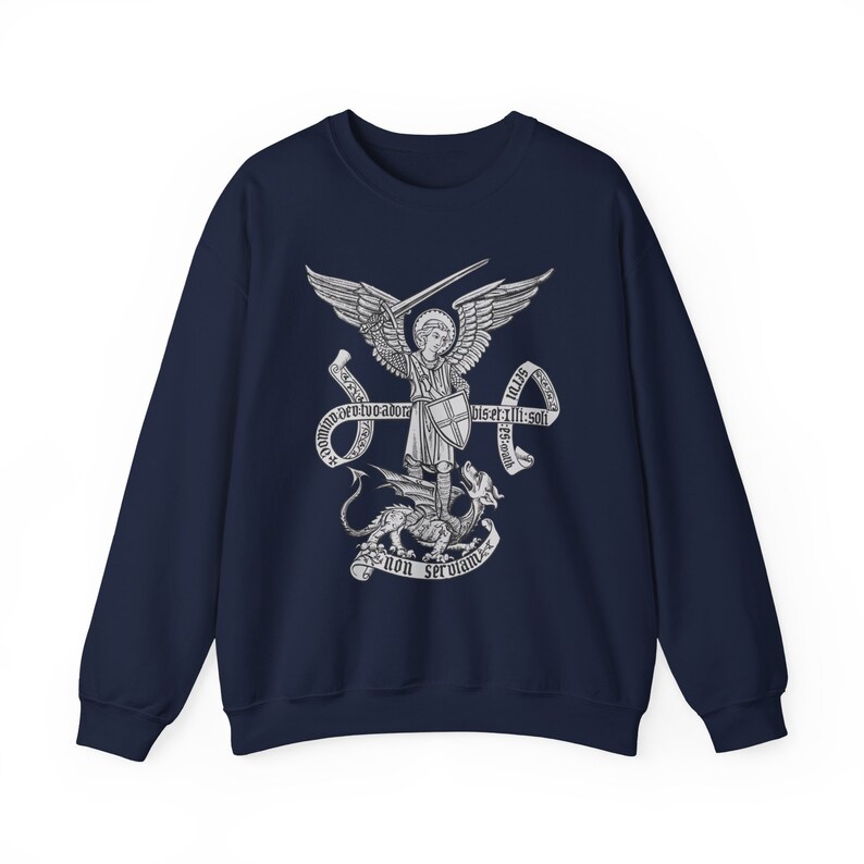 St Michael Archangel Sweatshirt St Michael Dragon Crewneck Christian ...