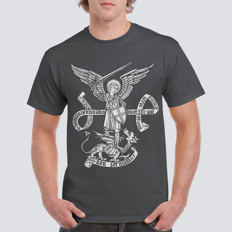 Saint Michael Archangel T-shirt St Michael Dragon Tshirt Christian Gift ...