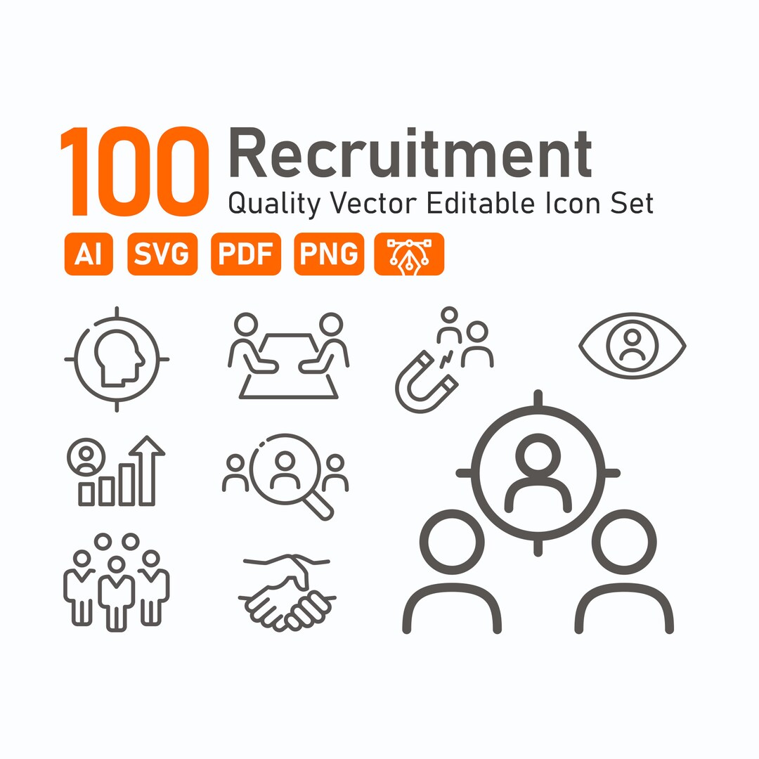 Recruitment Icon Packs Vector Icon Set SVG Employment Icon Bundle ...