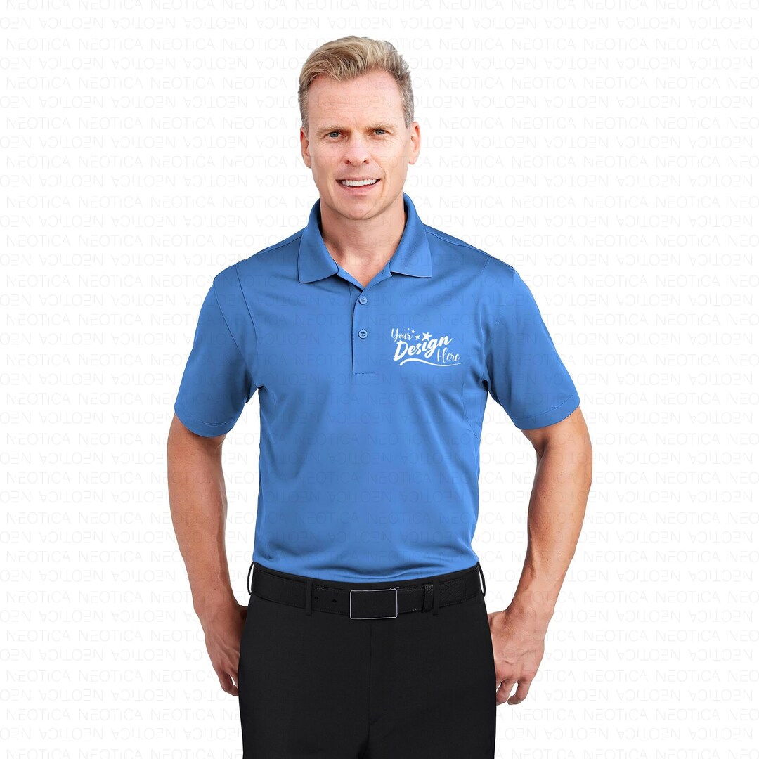 Polo Mockup Sport-tek ST650 Blue Lake Polo Shirt Model Male - Etsy