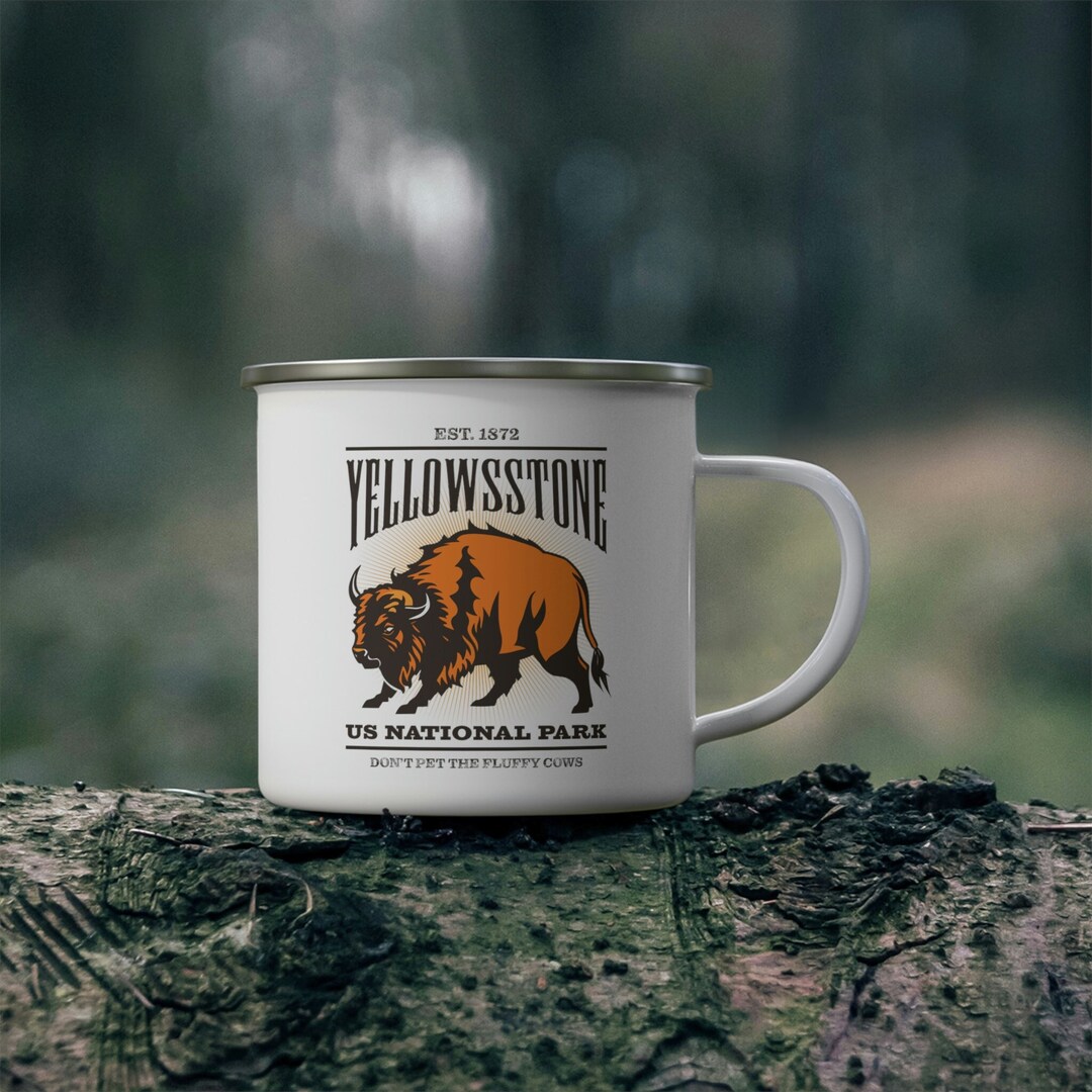Yellowstone Mug National Park Souvenir Enamel Camping Mugs Bison ...