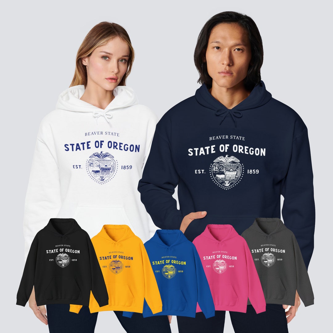 Oregon State Hoodie Beaver State Illustrated Hooded Sweatshirt Oregon ...