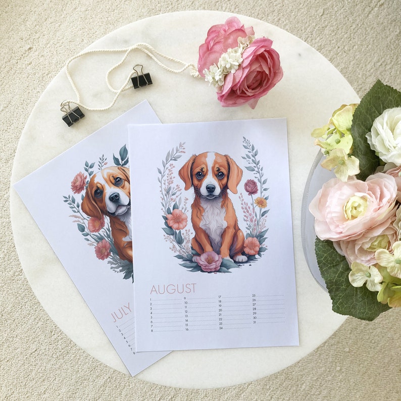 Perpetual Calendar for Birthdays With Cute Dogs A4 Format - Etsy