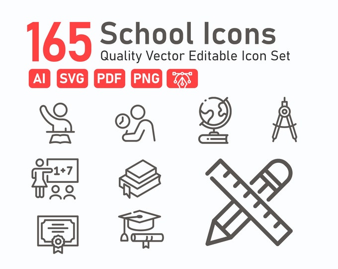 School Icon Packs SVG Icons Vector Icon Set PNG Icon Bundle Icon Pack ...