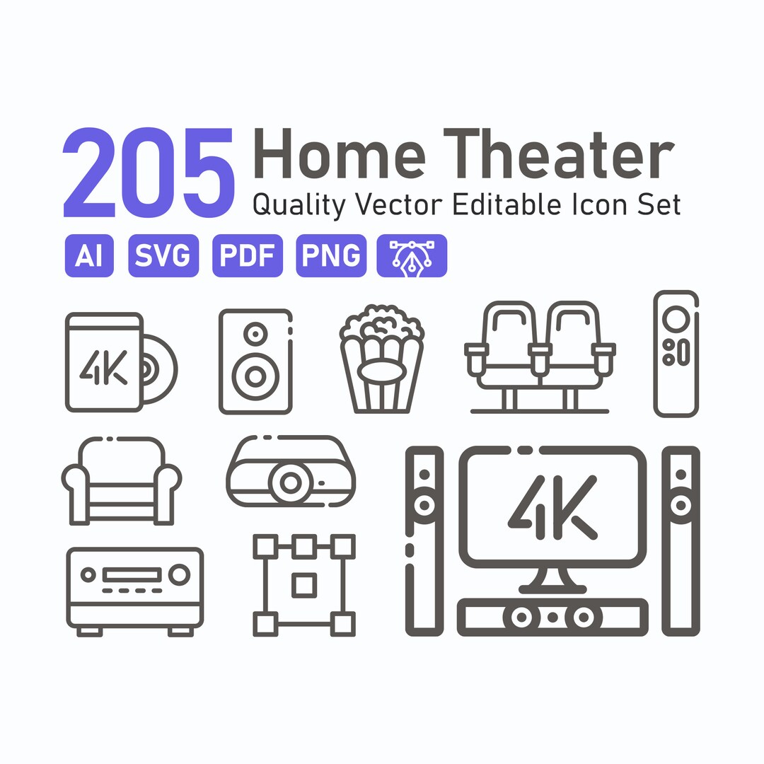 Home Theater Vector Icon Set to Download - Etsy