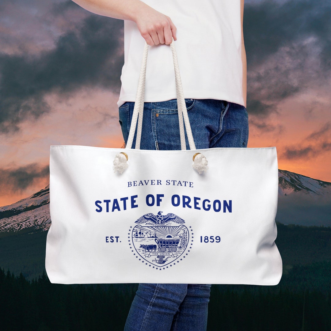 Tote Bag State of Oregon Weekender Beaver State Tote Bag Illustrated ...