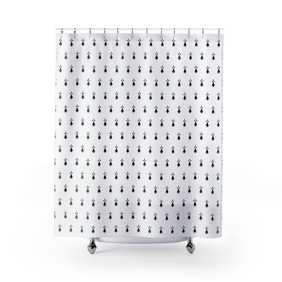 Breton Shower Curtain Breton Cross Ermine Speckle Brittany Waterproof ...