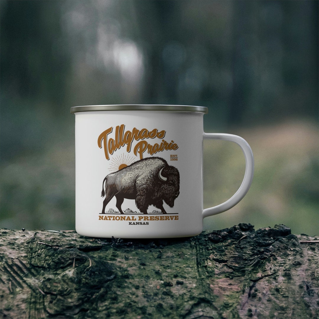Tallgrass Prairie Mug National Preserve Kansas Enamel Camping Mug Bison ...