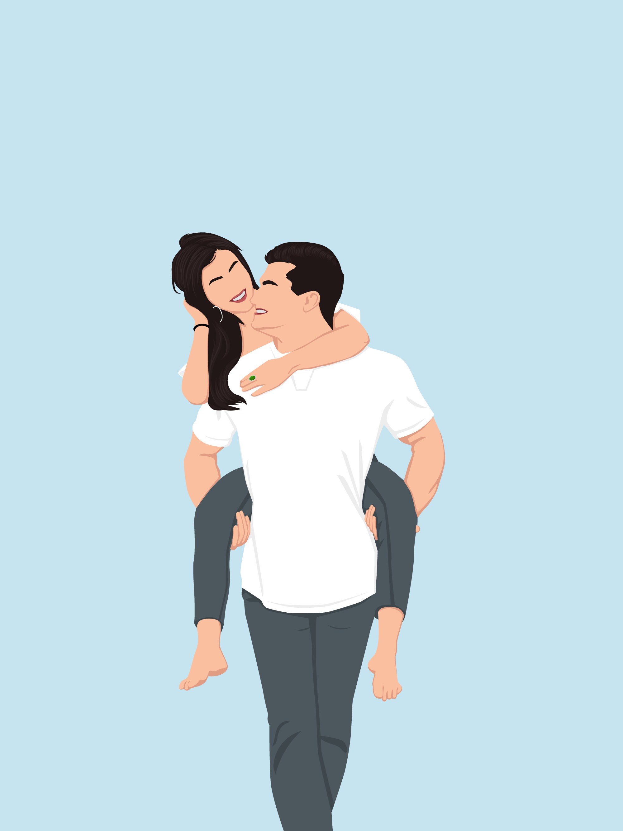 Faceless Portrait Custom, Couple Portrait, Cartoon Faceless, Cartoon ...