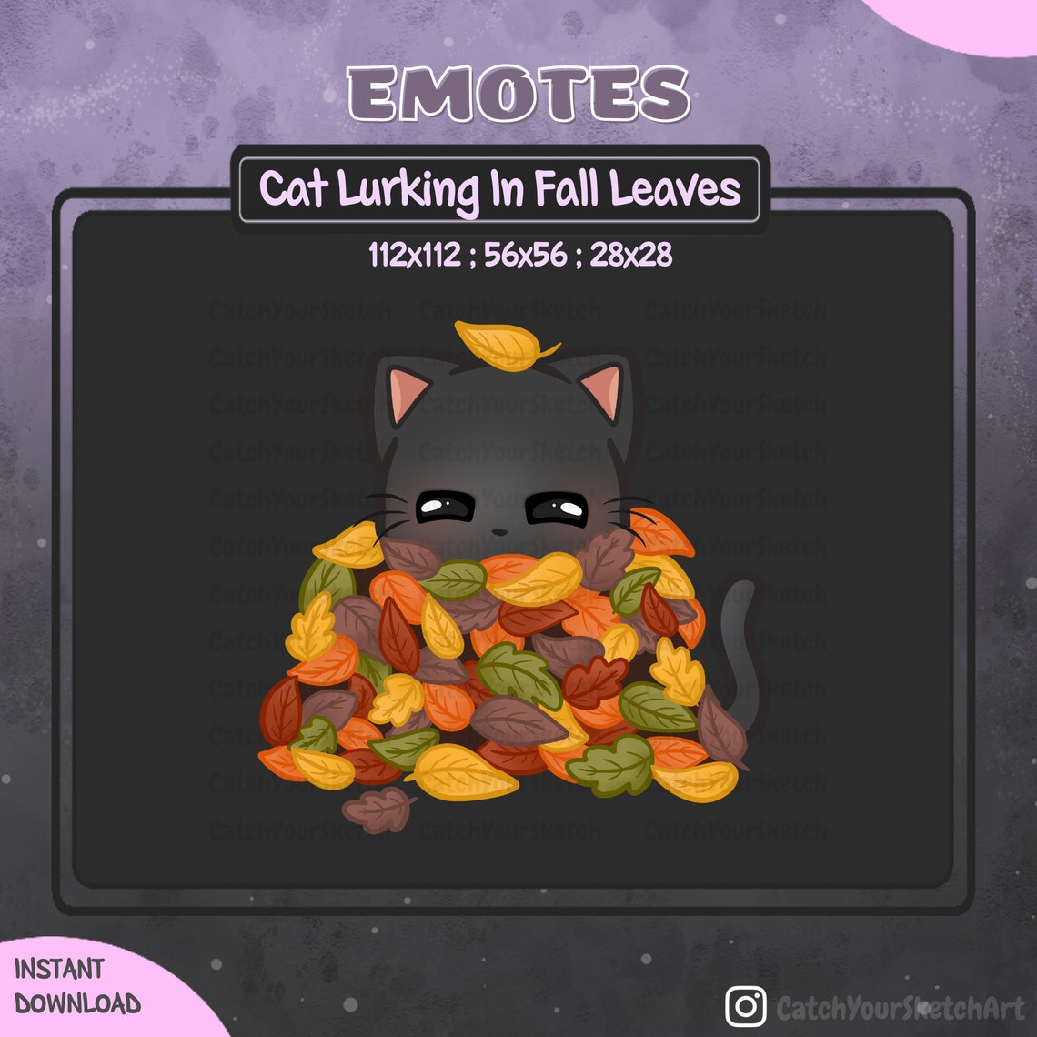 Cute Cat Lurking in Fall Leaves Emote Cat Emote Fall / - Etsy