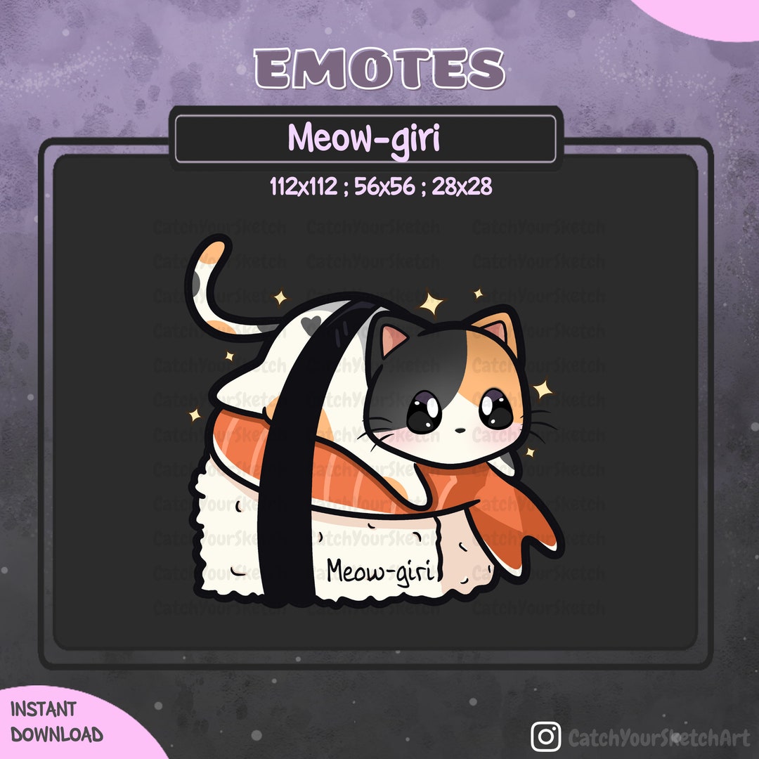 Cute Meow-giri Emote | Cat Calico Sushi Nigiri Emote | for Twitch ...